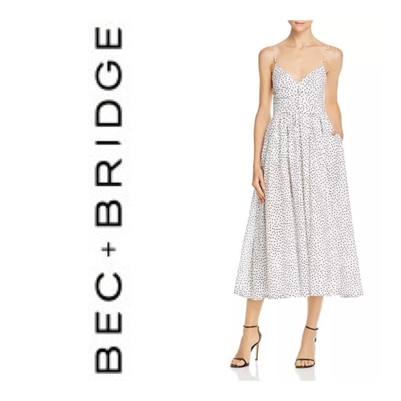 Bec & Bridge | Dresses | Bec Bridge Miss Frenchie Dotted Midi Dress ...
